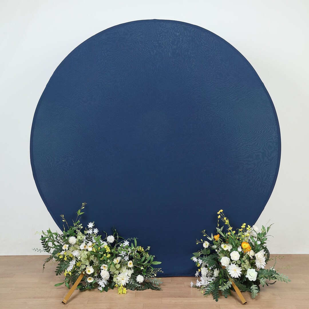 7.5ft Matte Navy Blue Round Spandex Fit Wedding Round Backdrop Stand ...