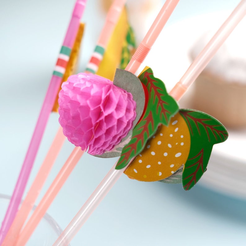 50 Pack Multi-colored Tropical Pool Party Drinking Straws | Etsy