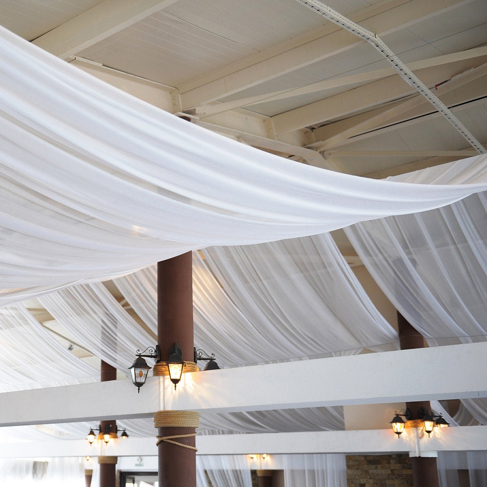 14ft White Sheer Voile Chiffon Fabric Draping Panels 5 Ft Wide for ...