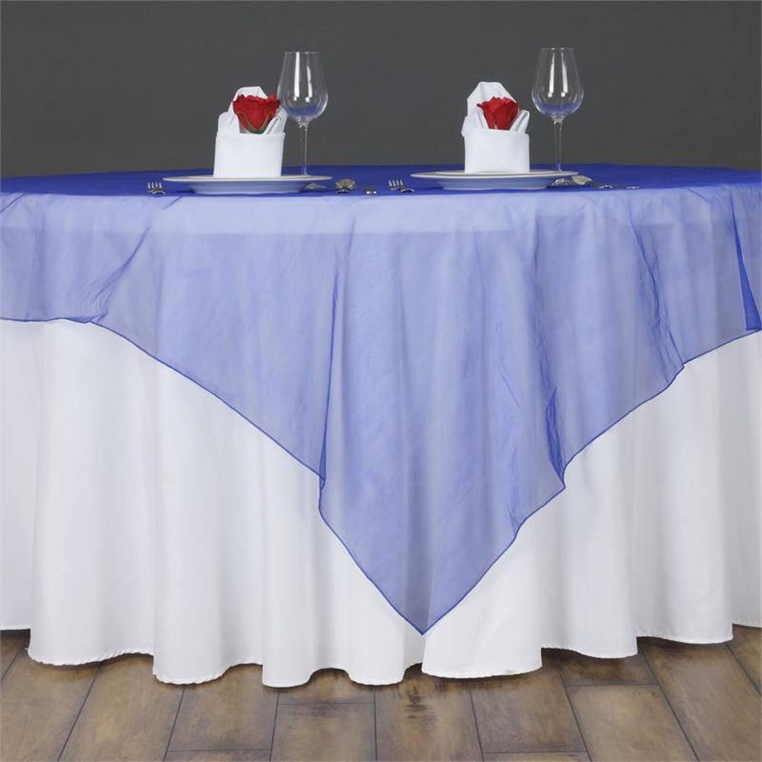 60 Royal Blue Square Sheer Organza Table Overlays, Wedding Table ...