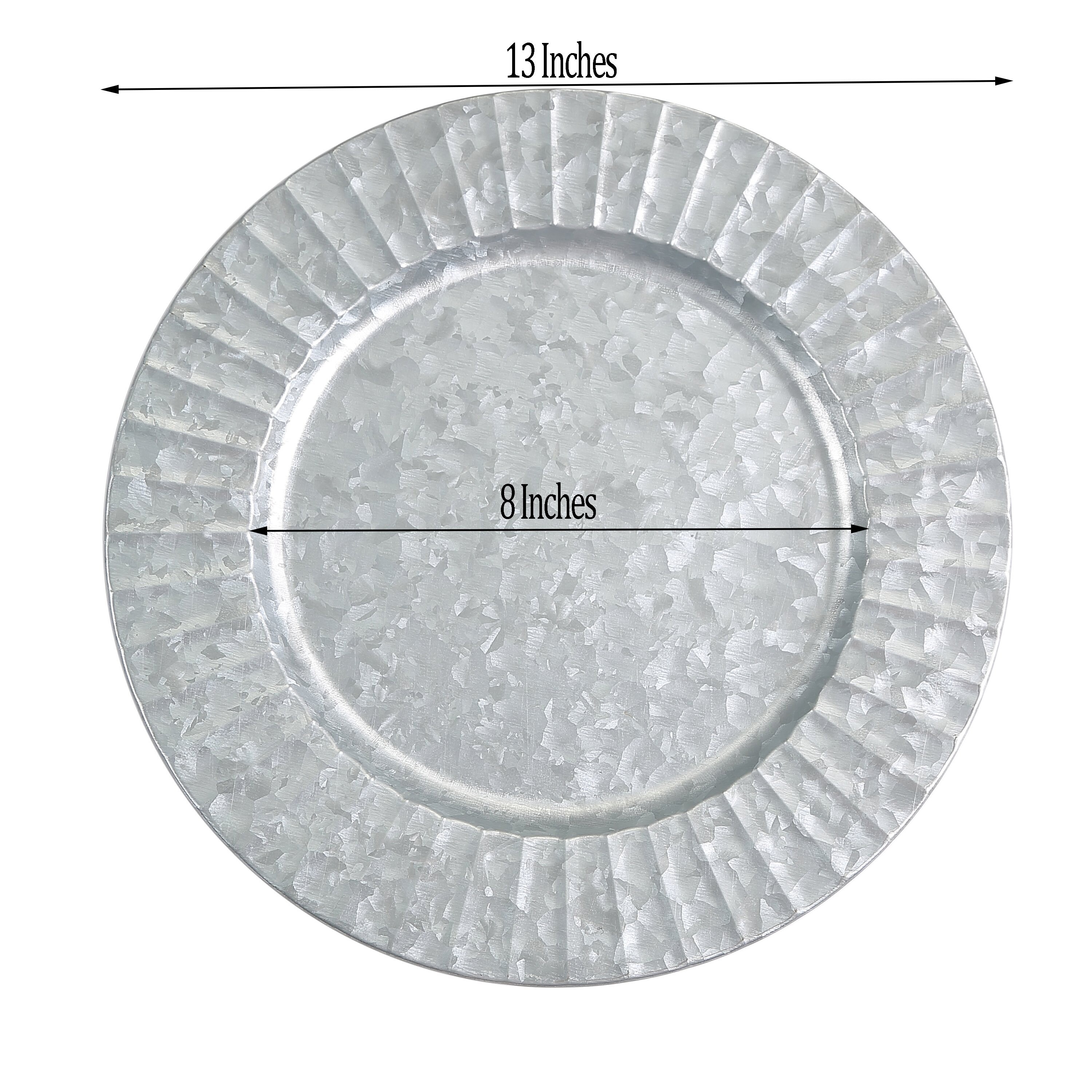 Set of 4 13 Silver Galvanized Metal Charger Plates | Etsy