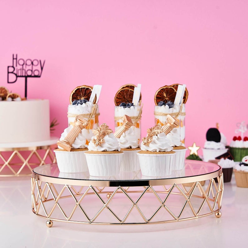 14 Round Gold Metal Geometric Cake Stand Display Riser - Etsy