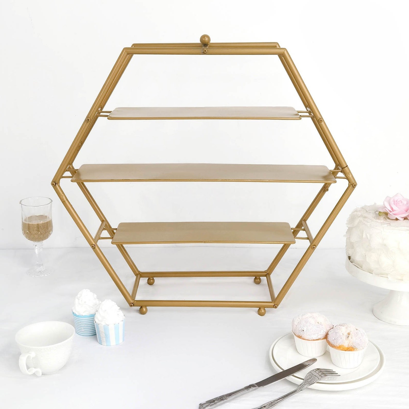 21 3 Tier Gold Cupcake Stand Cupcake Holders Hexagon - Etsy