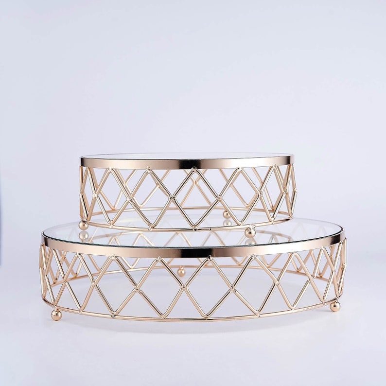 14 Round Gold Metal Geometric Cake Stand Display Riser - Etsy