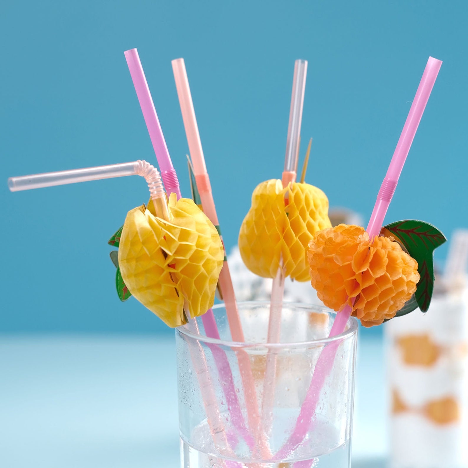 50 Pack | Multi-colored Tropical Pool Party Drinking Straws ...