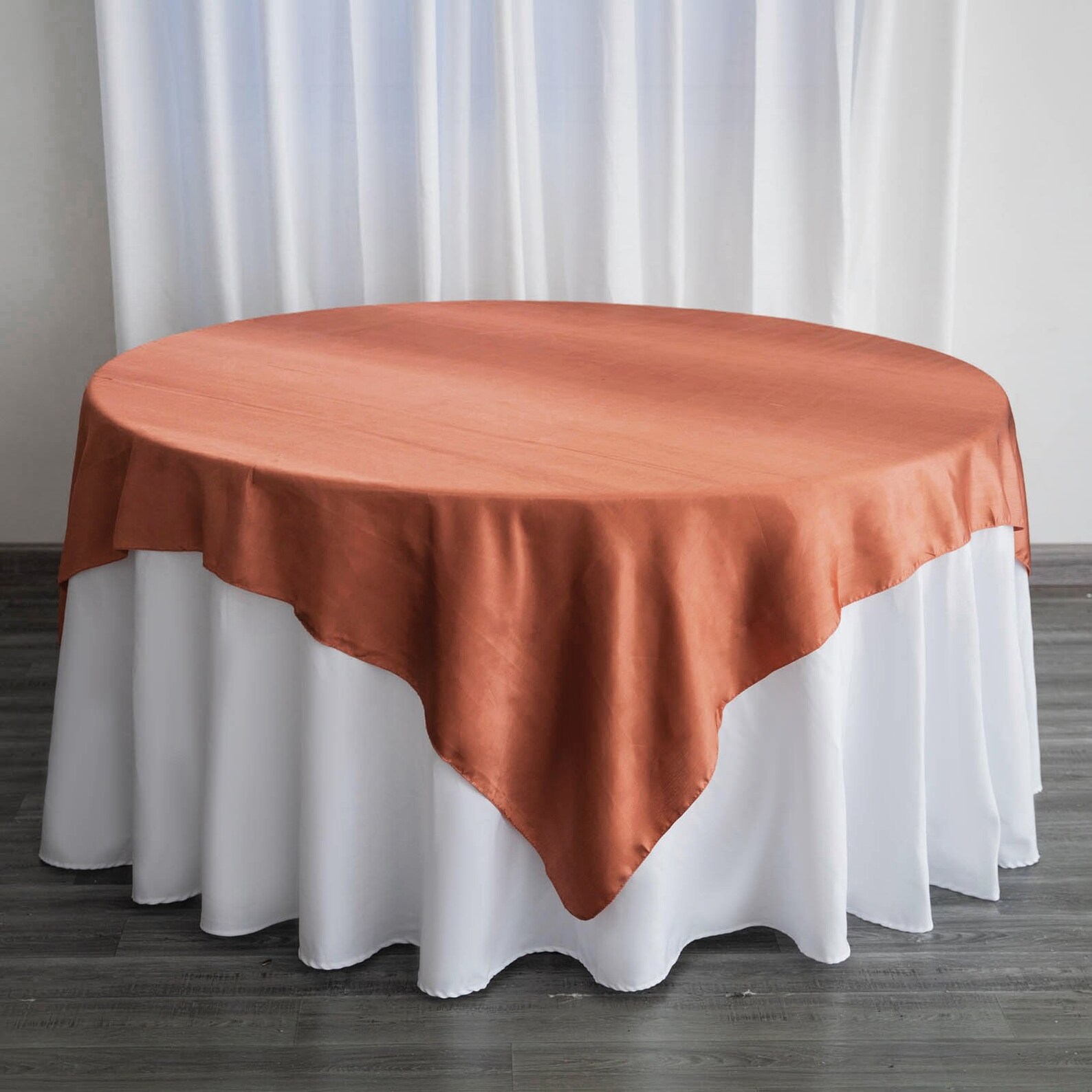 72" Square Satin Table Overlay, Terracotta Satin Wedding Overlay ...