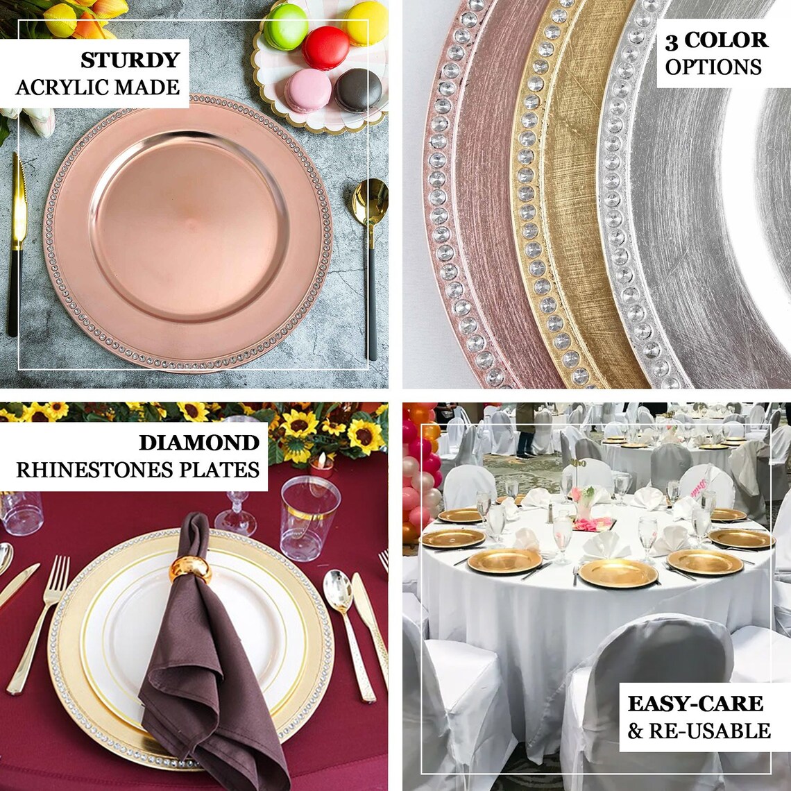 13 Acrylic Charger Plates With Rhinestones Plate | Etsy