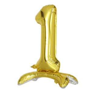 27" Shiny Gold Self Standing Letter & Number Balloons, Helium Foil ...
