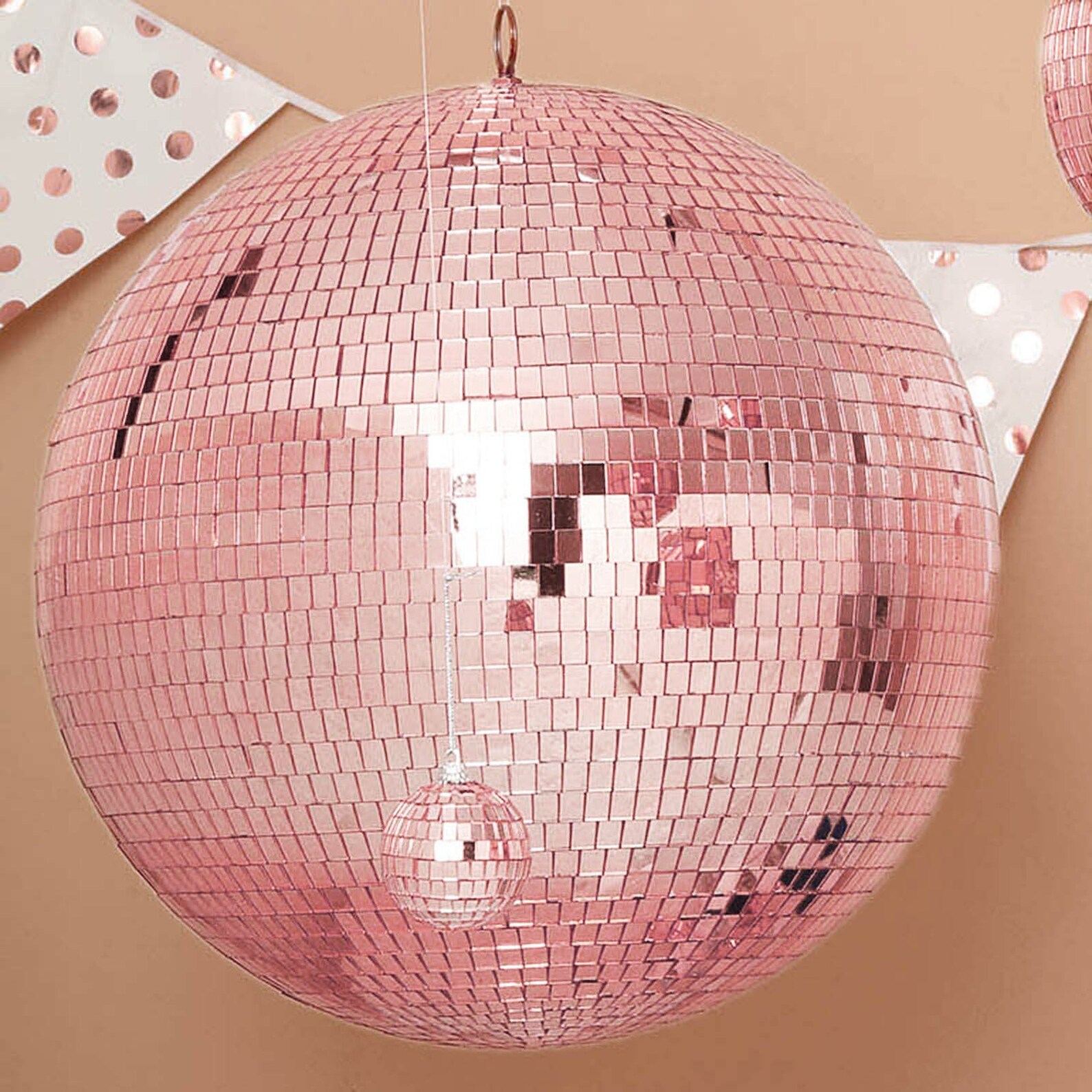 16 Large Blush Rose Gold Disco Ball Ornaments, Mirror Foam Ball With ...