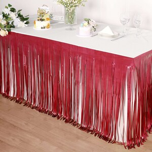 30"x9ft Metallic Foil Fringe Table Skirt, Tinsel Table Skirt, New Year ...