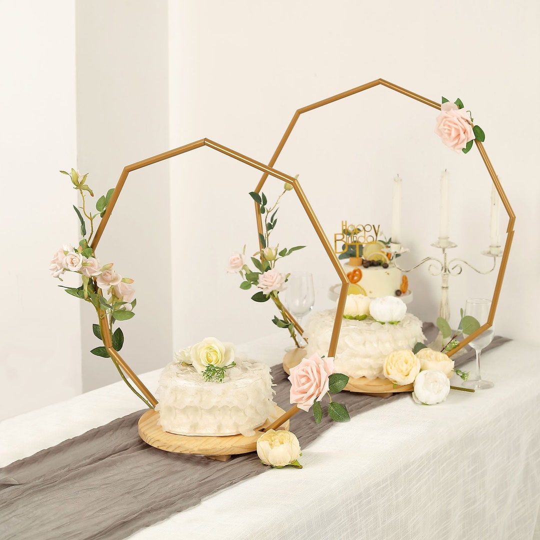 28 Hexagon Wedding Arch Cake Stand, Metal Floral