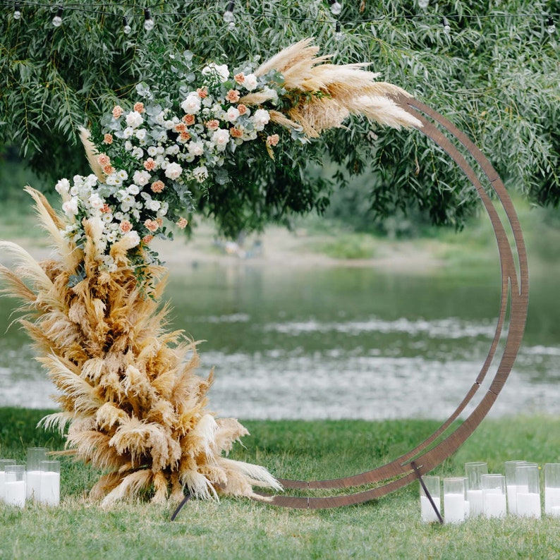 8ft Natural Brown Wood Wedding Arch Ceremony Arch DIY Round - Etsy