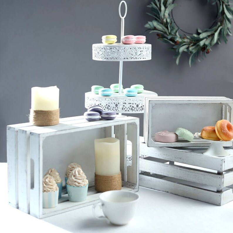 Set of 3 Whitewashed Wood Crates Rustic Boxes Boho Vintage - Etsy