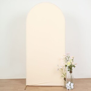 7ft | Matte Beige Spandex Fitted Wedding Arch Covers for Round Top ...