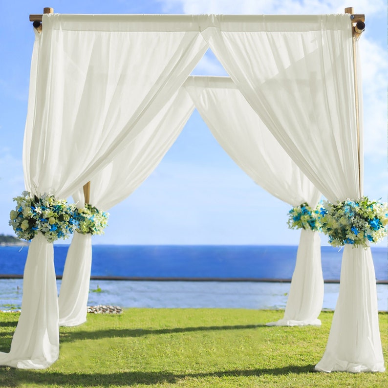 5ftx14ft Premium Ivory Chiffon Curtain Panel Backdrop With Rod Pocket ...