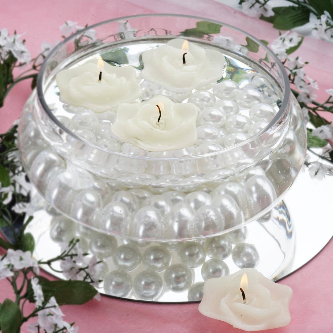 White Rose Flower Floating Candles, Rose Candles, Flower Candles for ...