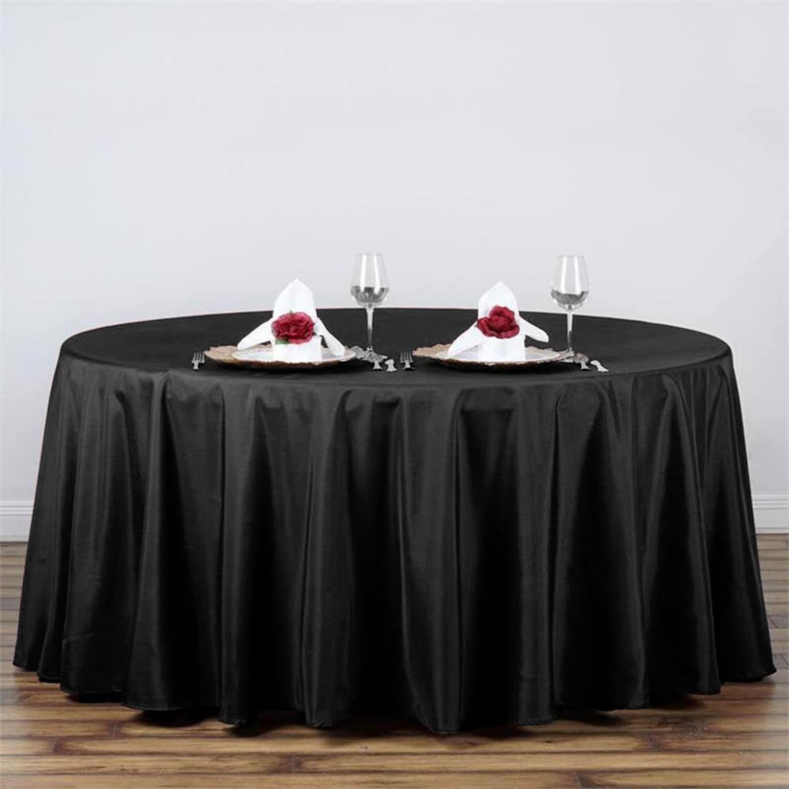 120 Black Polyester Round Tablecloth - Etsy