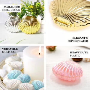 12 Pack Silver Sea Shell Table Top Party Décor, 3.5 Plastic Clams ...