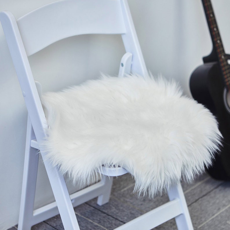 White Faux Fur Chair Cushion 3 Padded Chair Cushion - Etsy