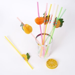 50 Pack | Multi-colored Tropical Pool Party Drinking Straws ...
