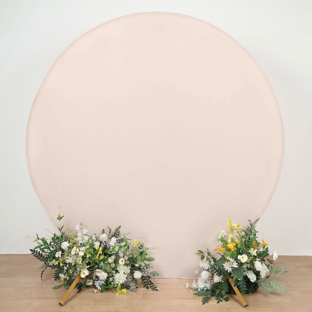 7.5ft Matte Blush Rose Gold Round Spandex Fit Wedding Round Backdrop ...