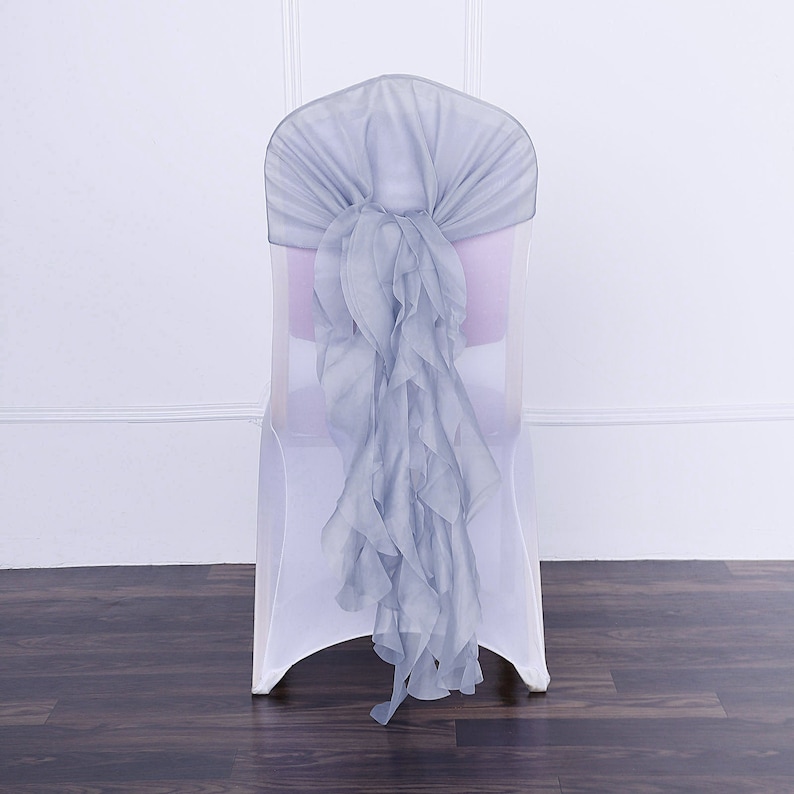 Set of 6 Strands - Dusty Blue Chiffon Sash for Chair Decor, Wedding ...
