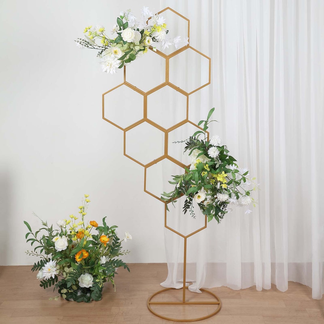 6ft Gold Metal Honeycomb Floor Standing Balloon Display Arch for ...