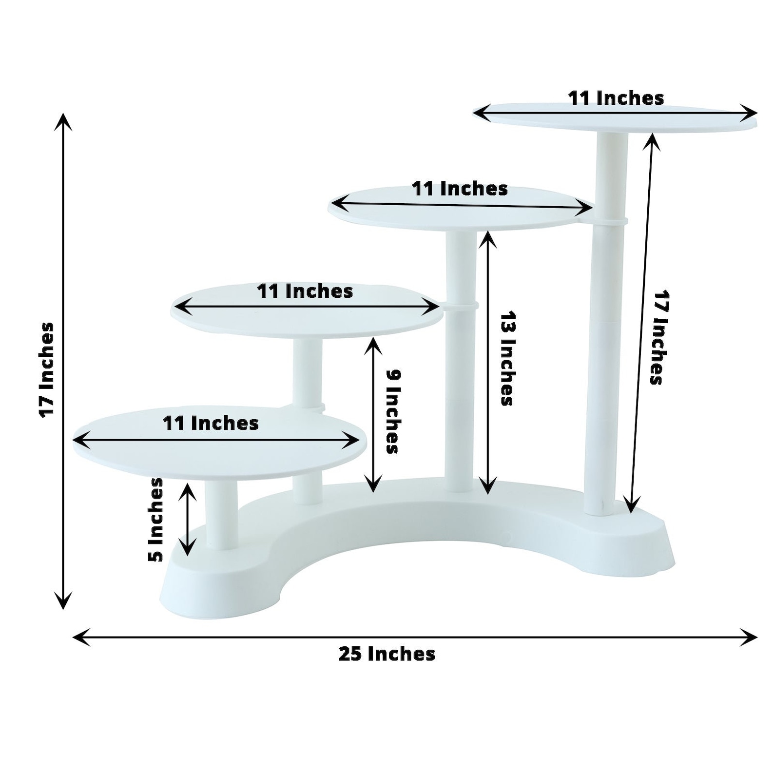 4-tier Half Moon White Plastic Cake Dessert Stand, 4-shelf Cupcake ...