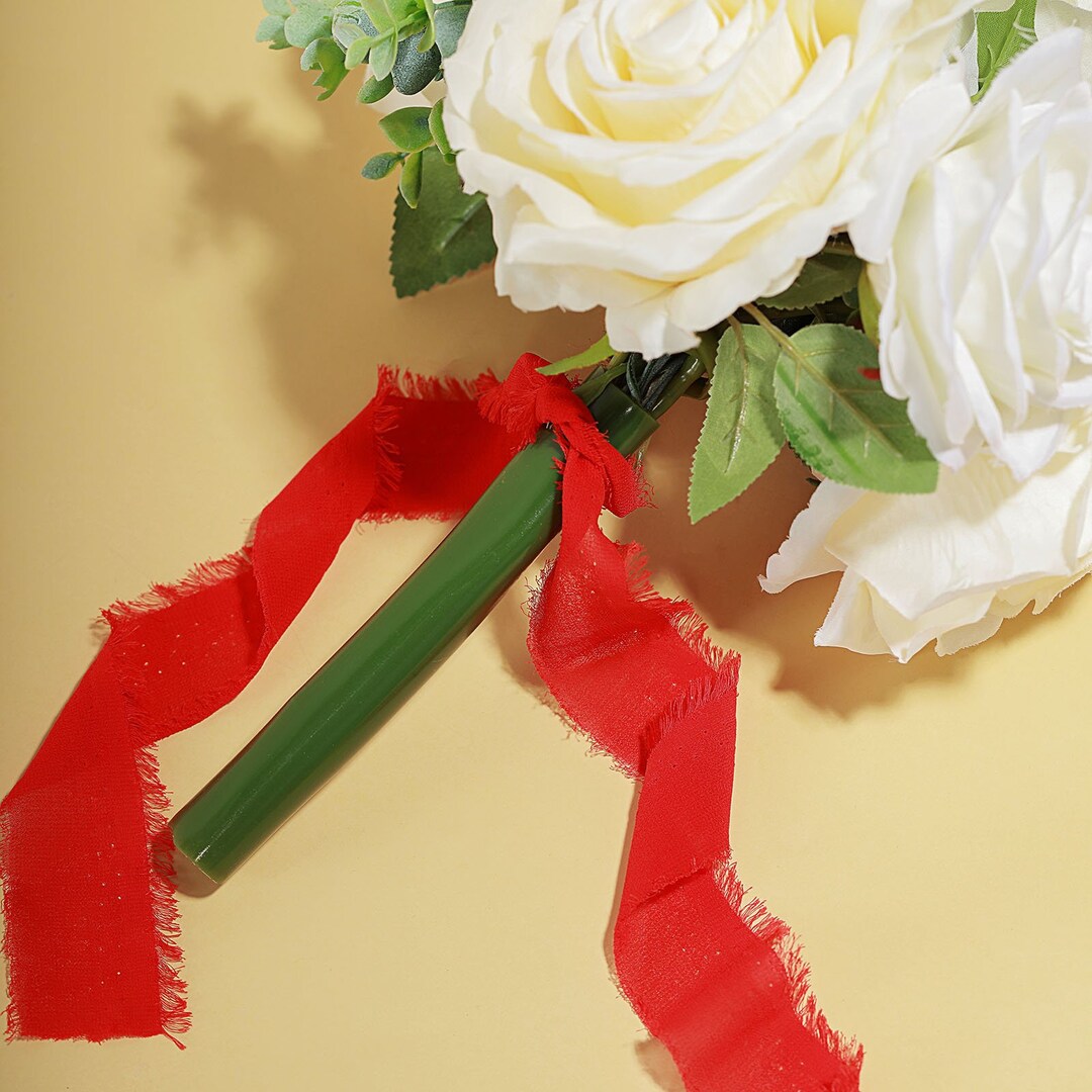 2 Pack 1.5 Red Chiffon Ribbon Roll for Bridal Bouquet Gift Wrapping ...