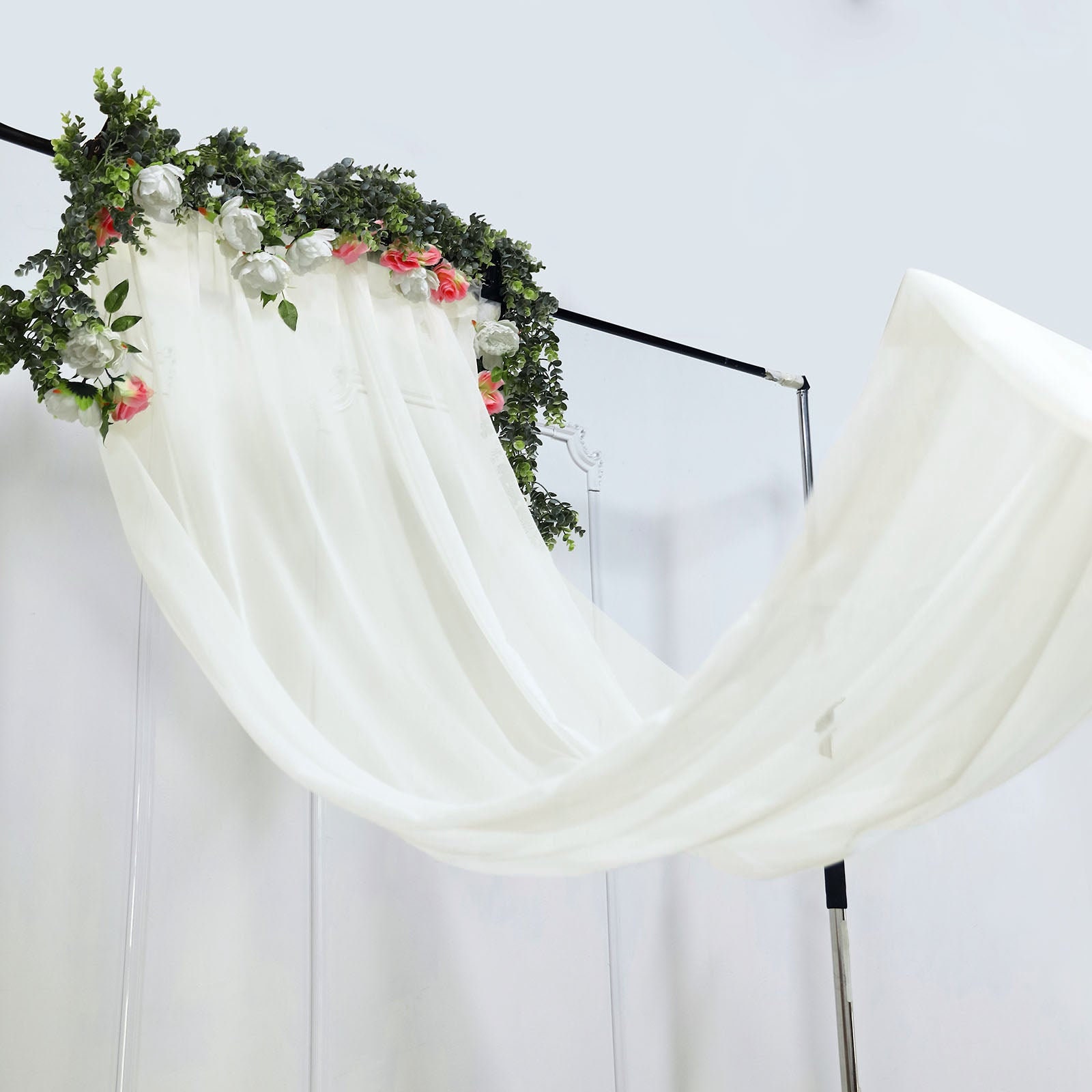 5ftx14ft Premium Ivory Chiffon Curtain Panel Backdrop With Rod Pocket ...