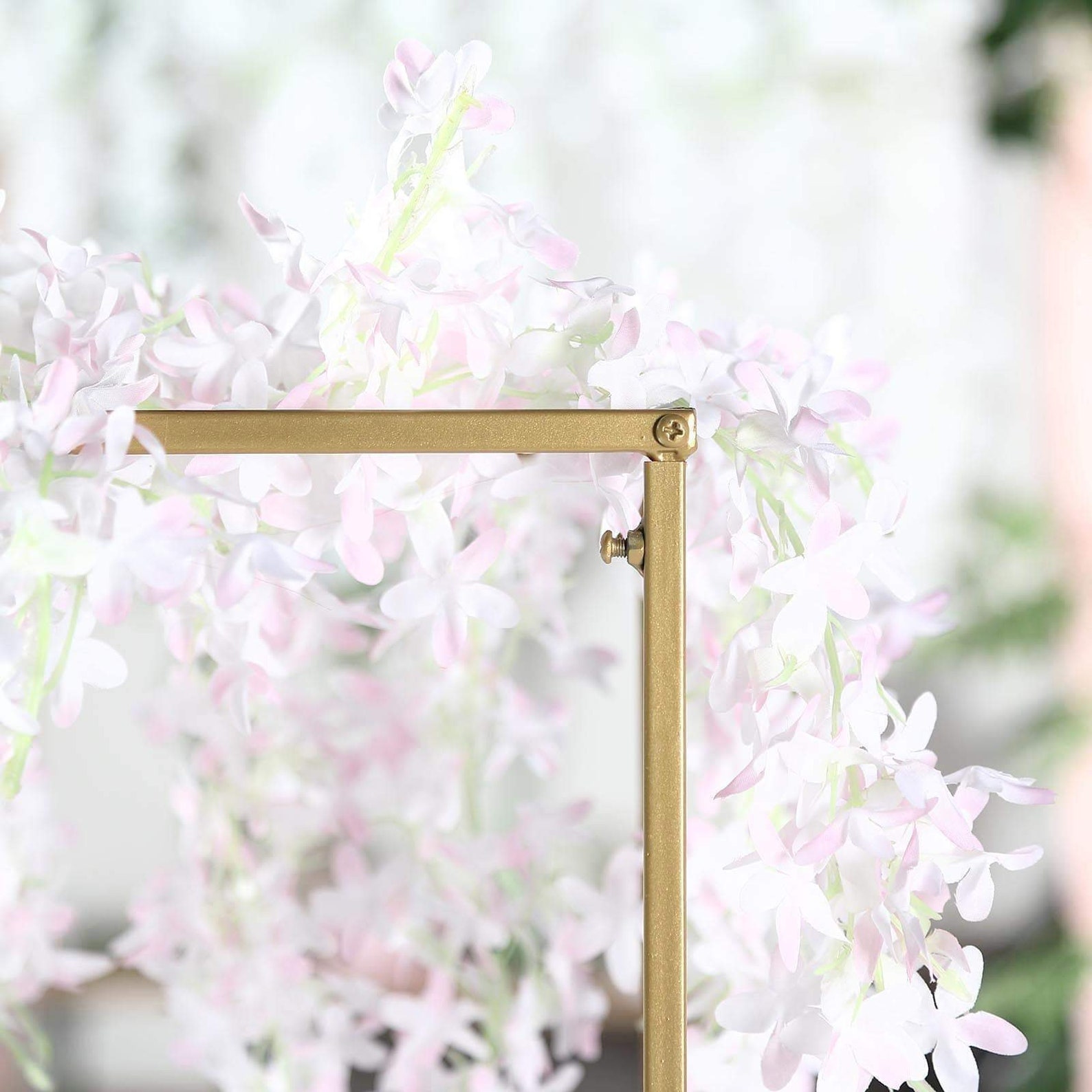 Set of 2 - 32" Matte Gold Metal Stand, Flower Stand, Geometric Metal ...