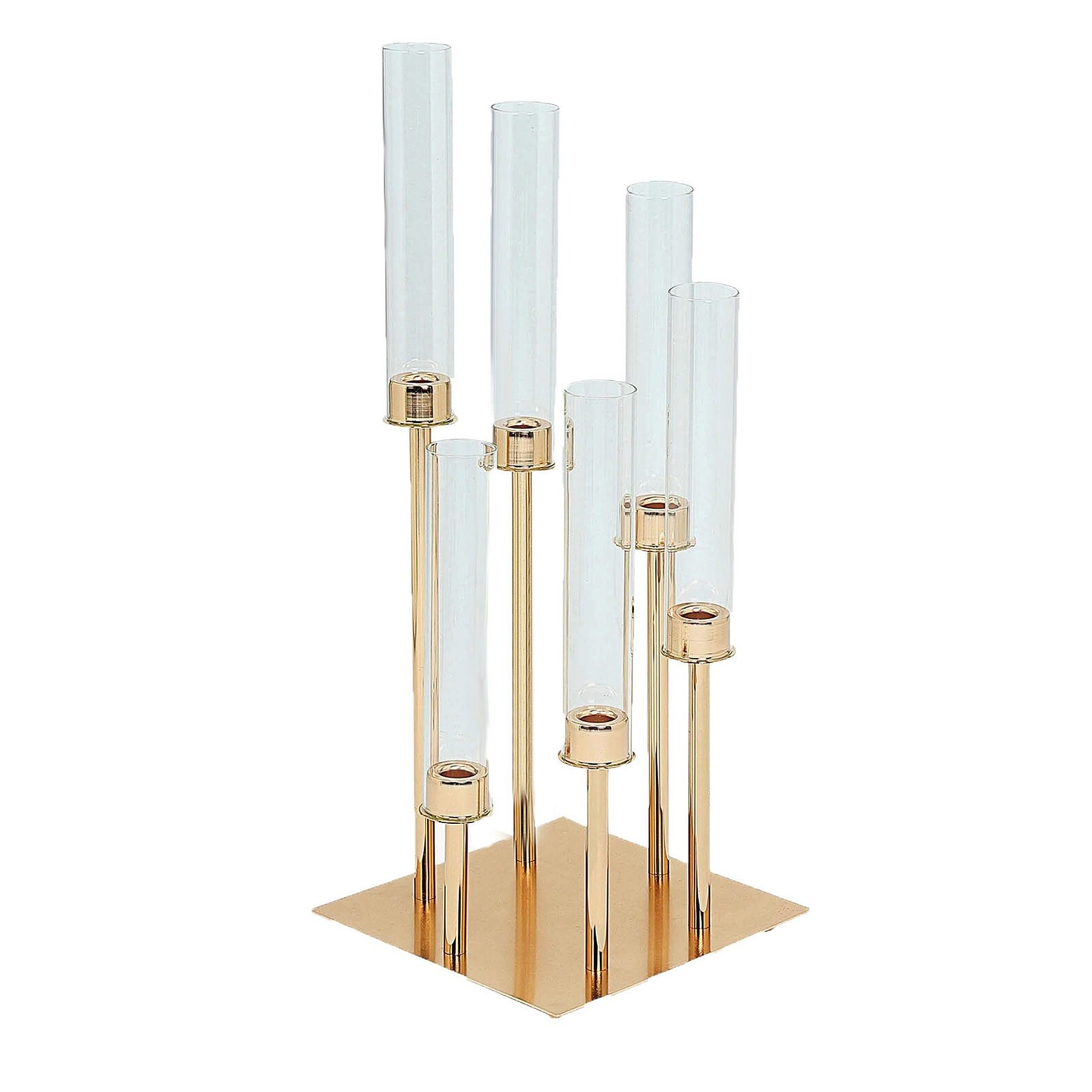 6 Arms Candelabra With Glass Shades, Large Candle Arrangement, Metal ...