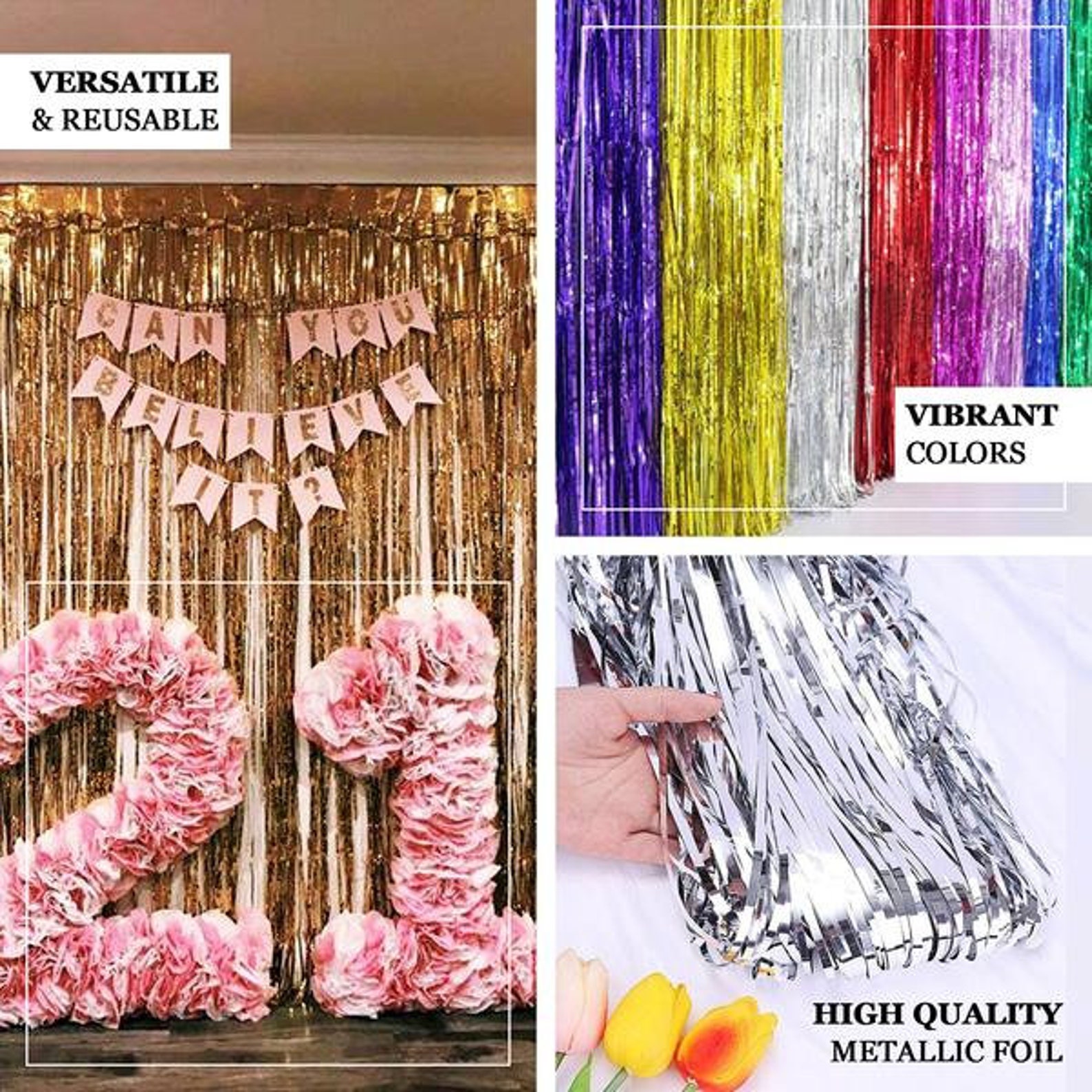 8FT Metallic Tinsel Foil Fringe Curtain Party Photo Booth - Etsy
