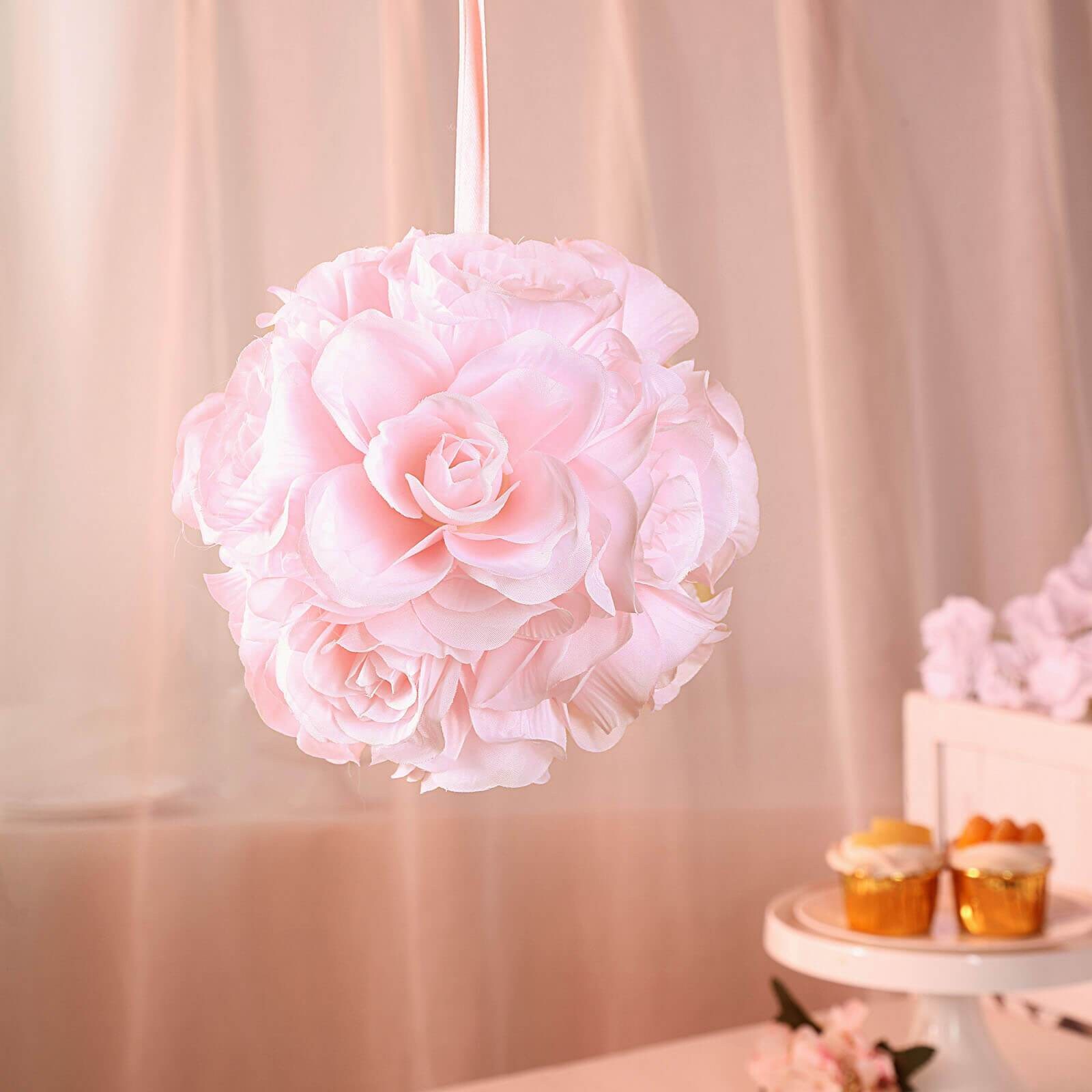 2 Pack | 7" Flower Ball, Rose Kissing Balls, Hanging Pomander, Flower ...