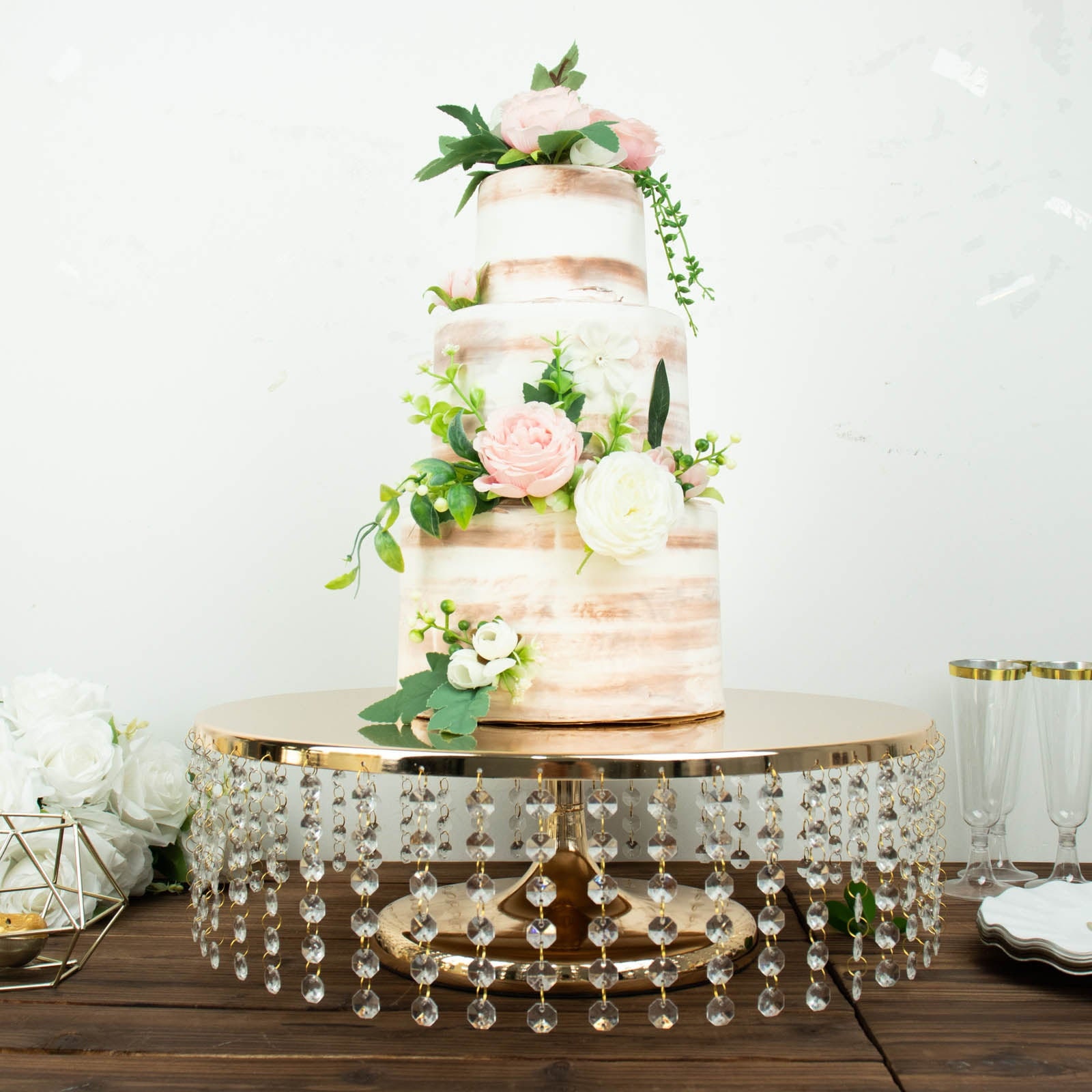 18" Metallic Gold Chandelier Wedding Cupcake Stand, Round Dessert ...