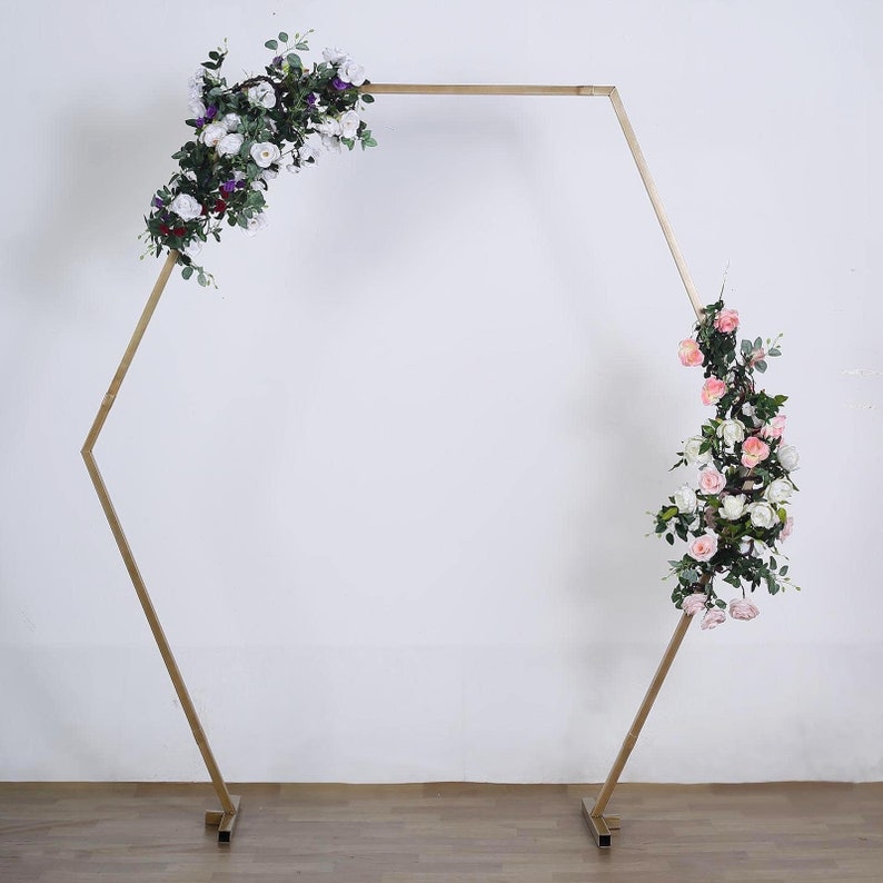 8 Ft Tall Gold Hexagonal Metal Wedding Arch Photo Booth Etsy