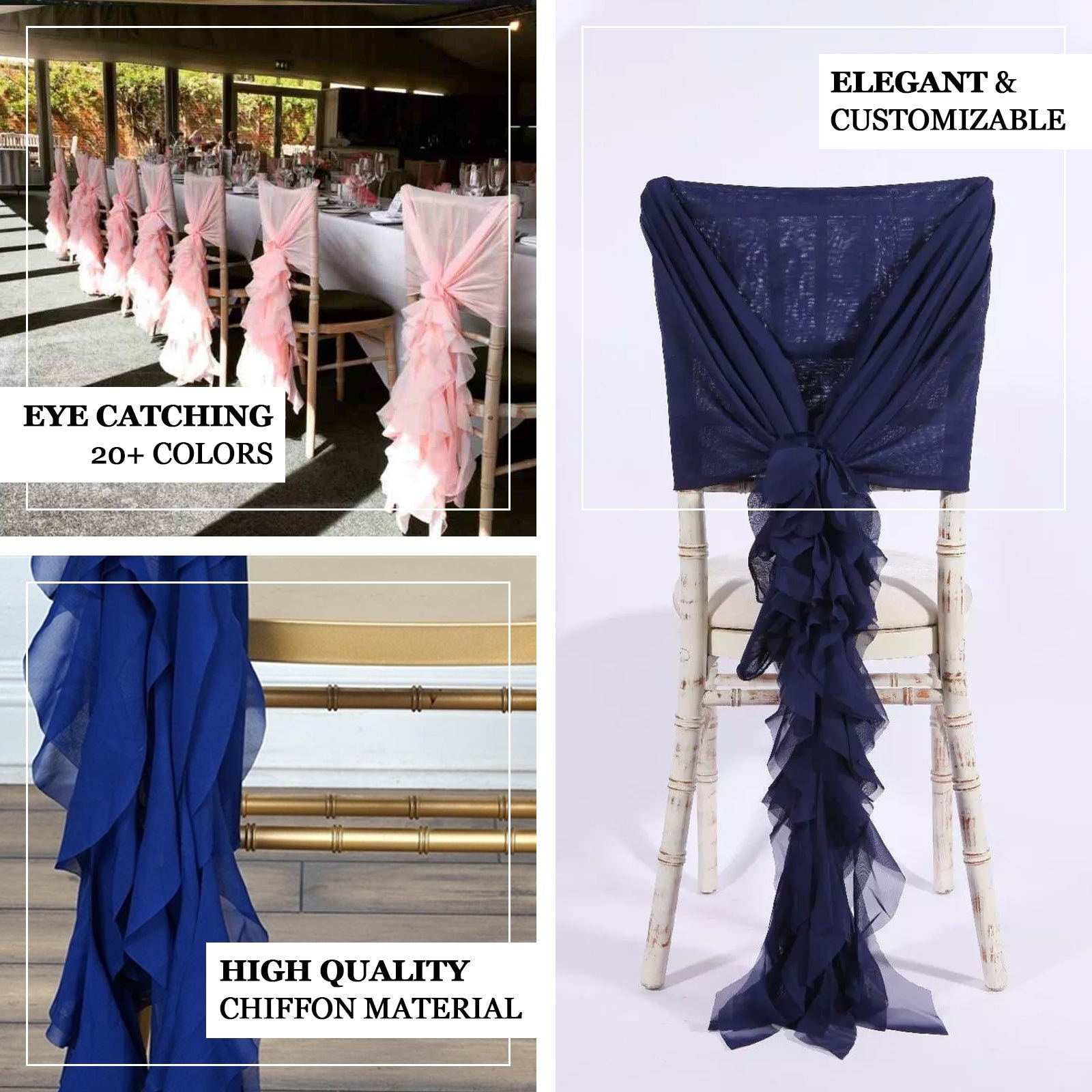Set of 6 Strands Dusty Blue Chiffon Sash for Chair Decor - Etsy