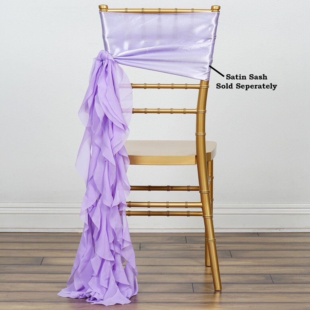 Set of 6 Strands - Lavender Lilac Chiffon Sash for Chair Decor, Wedding ...