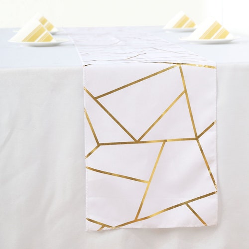 9ft Black Table Runner With Gold Foil Patterns Geometric - Etsy