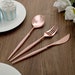 24 Pack - 8" Rose Gold Modern Flatware Set, Heavy Duty Plastic ...