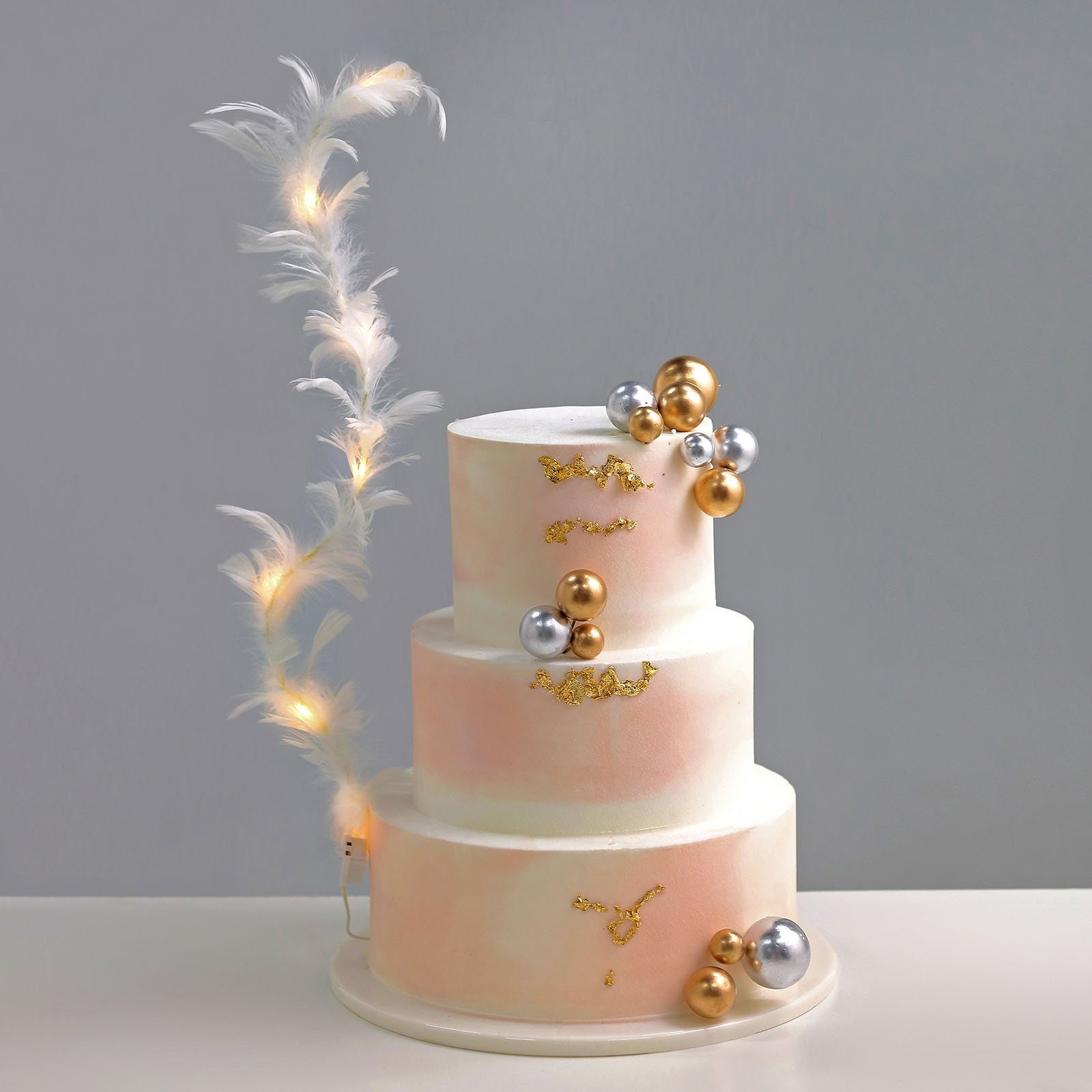 Real Feather LED Wedding Cake Topper LED Light up Cake - Etsy