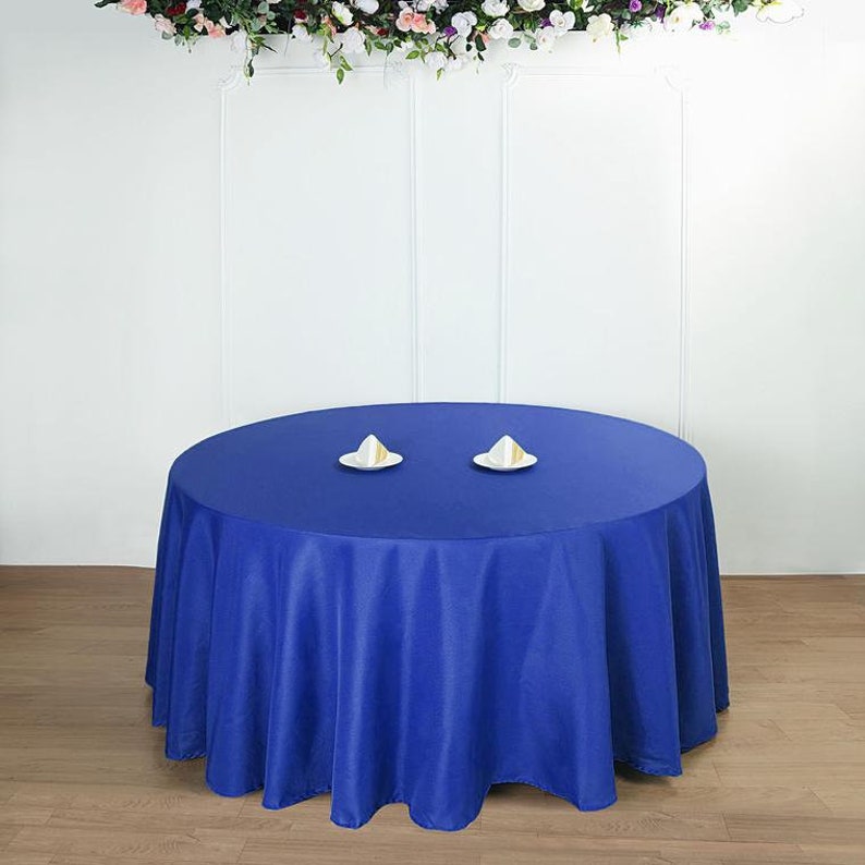 120" Royal Blue Polyester Round Tablecloth - Etsy