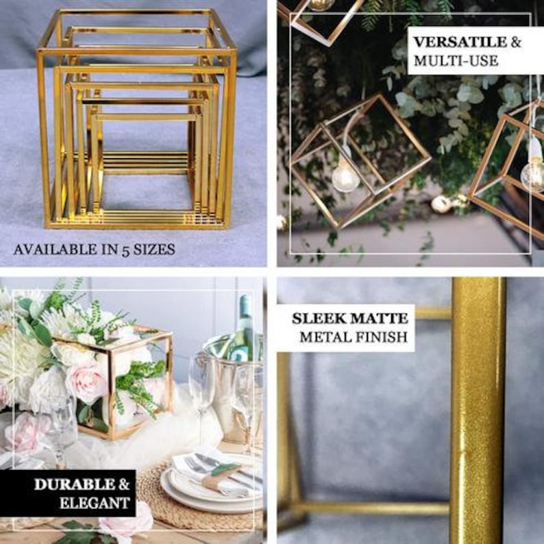 Set of 2 12 Gold Metal Stand Flower Stand Geometric - Etsy