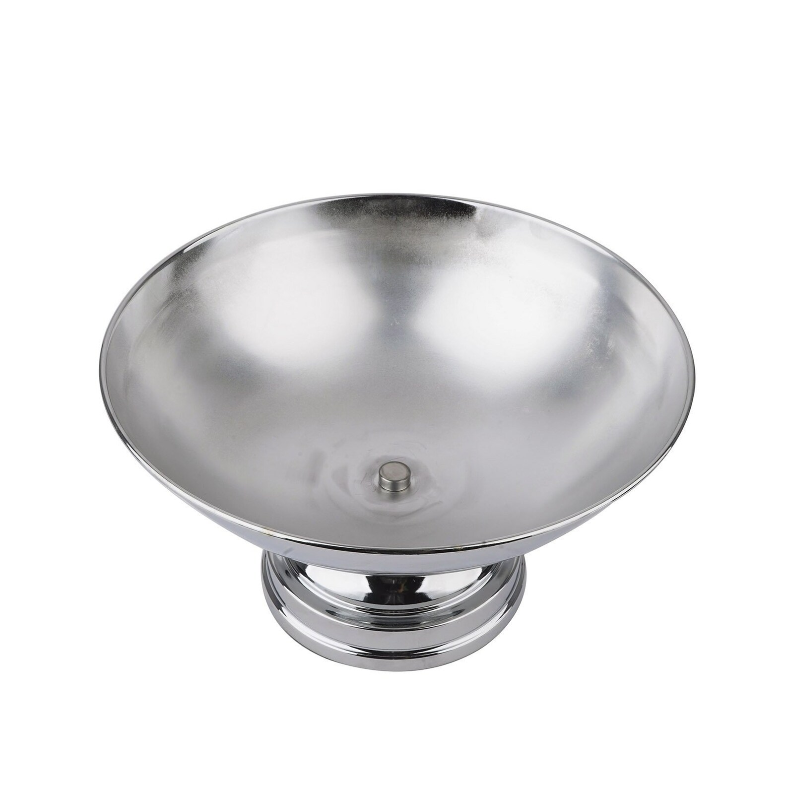12" Metallic Silver Metal Vase, Flower Vase, Pedestal Bowl Vase, Round ...