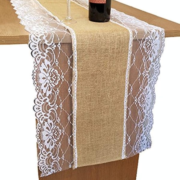 Burlap Lace Runner - Etsy