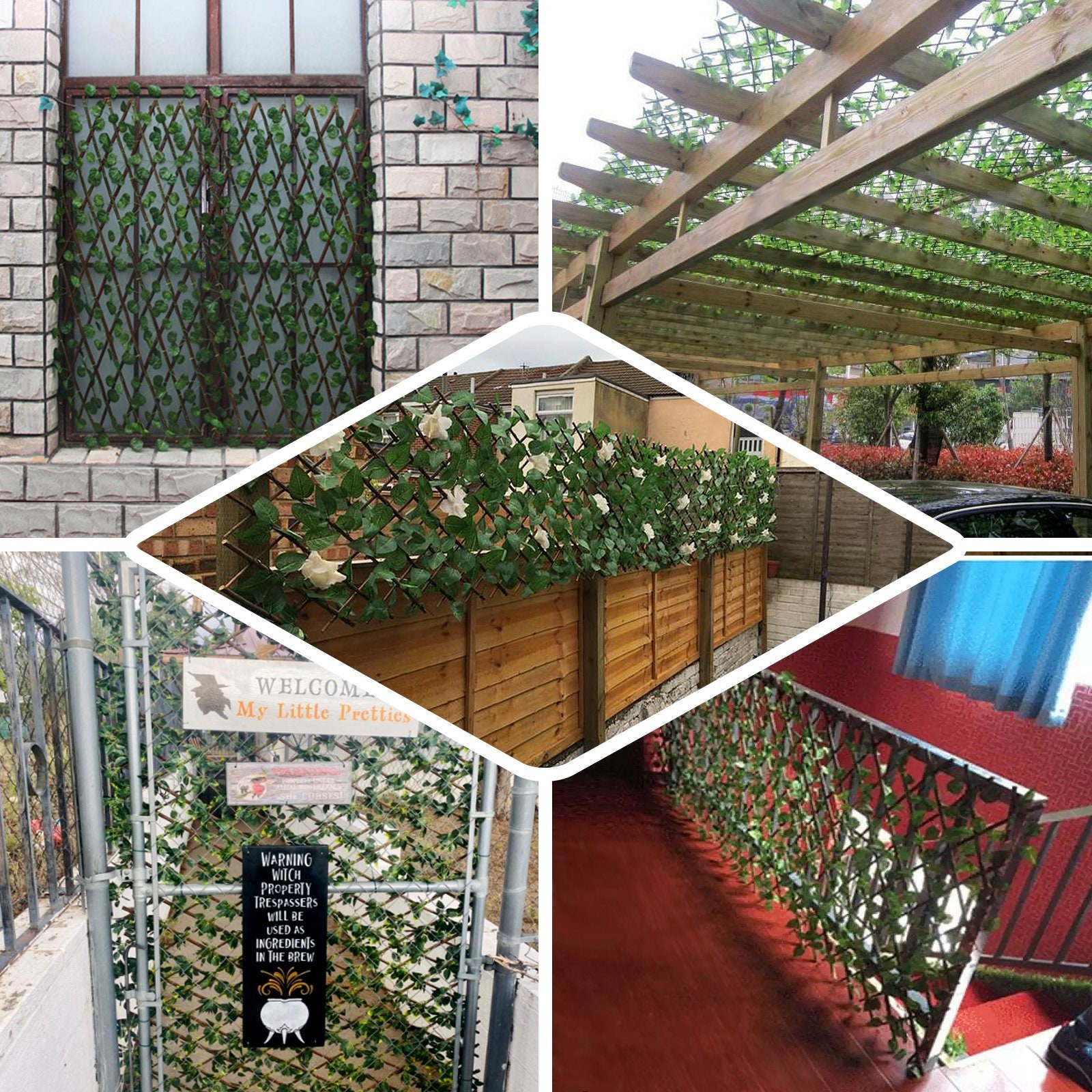 Artificial Expandable Faux Ivy Fence Privacy Screen, Lattice ...