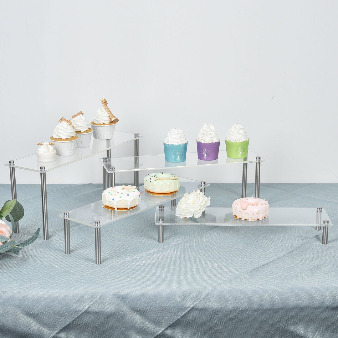 Set of 4 Acrylic Cupcake Stand, Clear Food Display, Tabletop Organizers ...