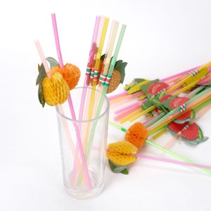 50 Pack | Multi-colored Tropical Pool Party Drinking Straws ...