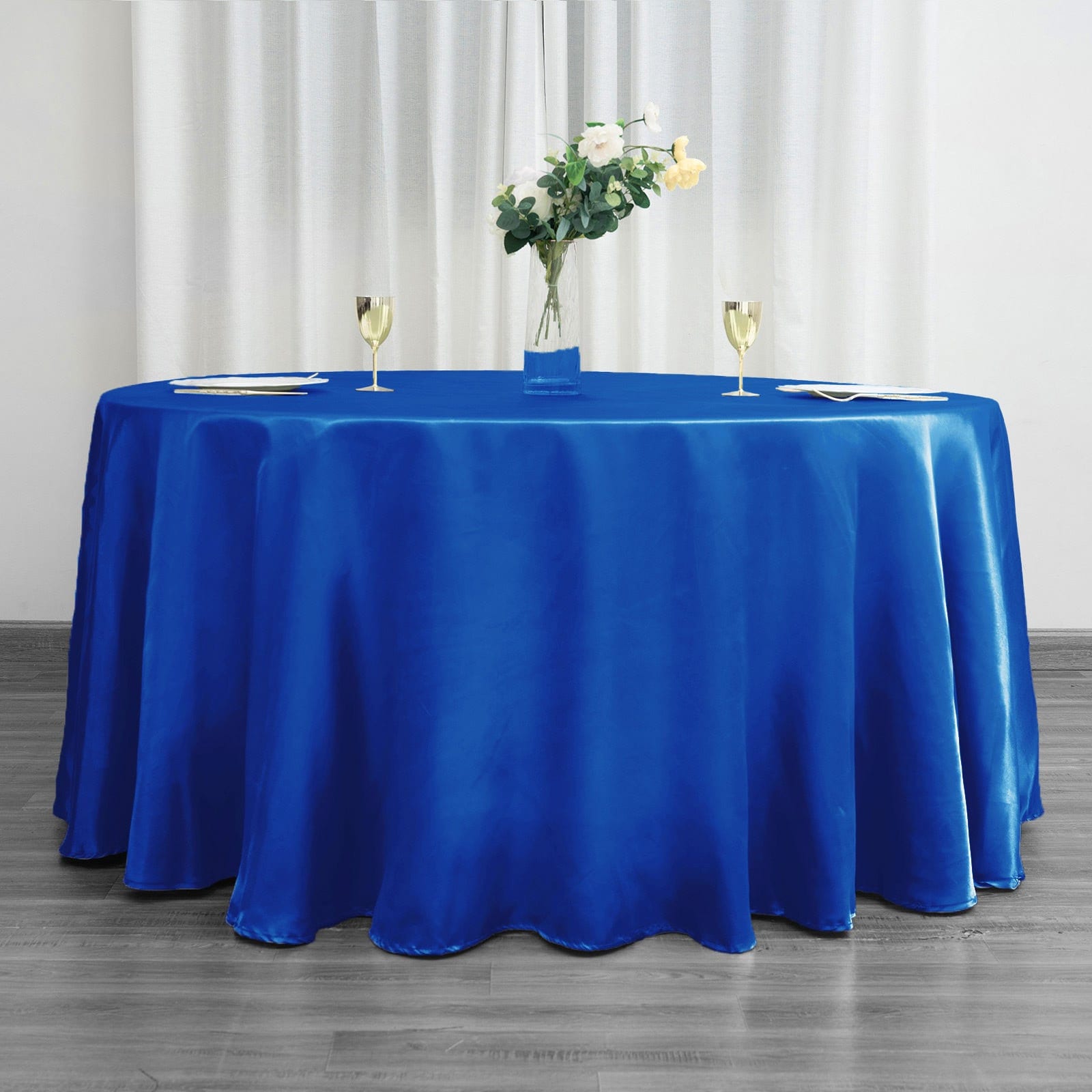 120 Royal Blue Satin Round Tablecloth - Etsy
