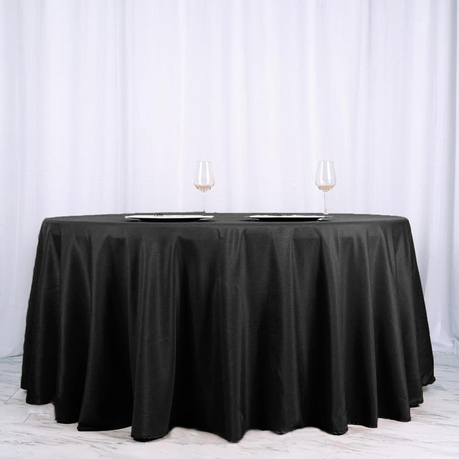 120 Black Polyester Round Tablecloth - Etsy